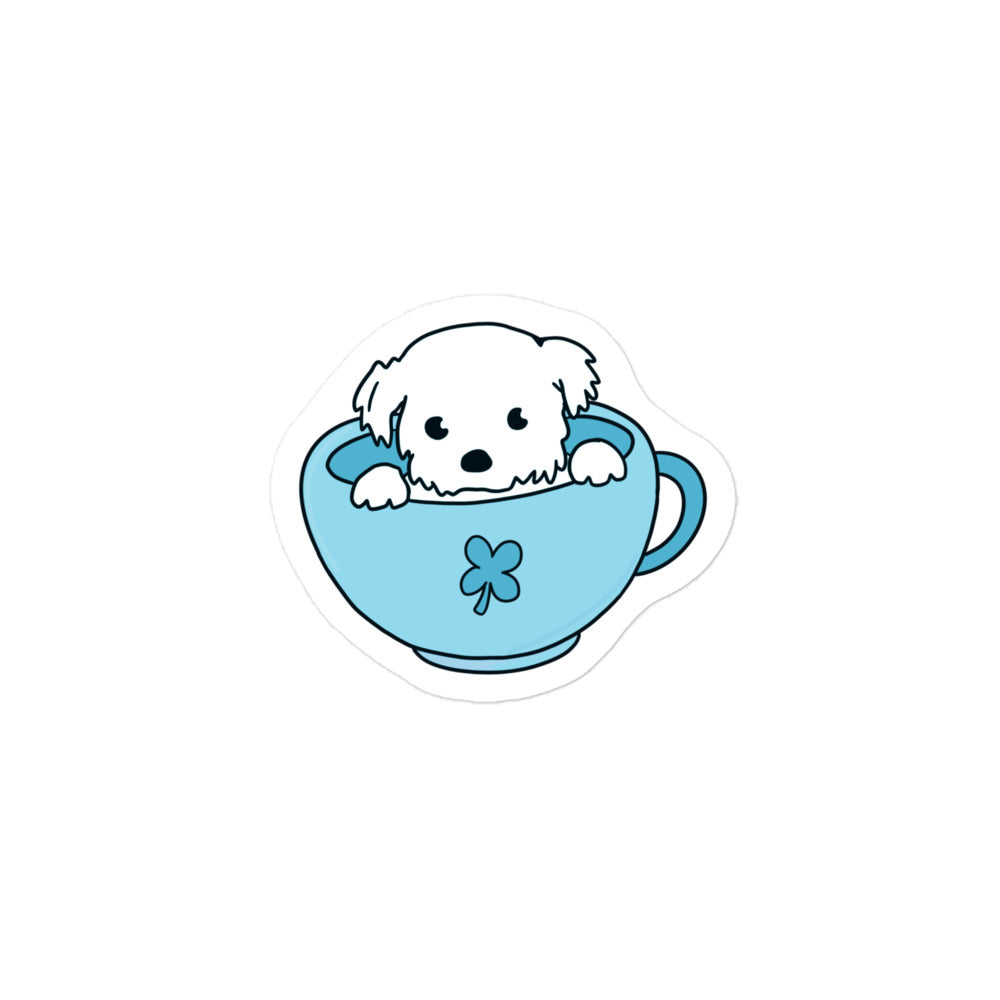 Blue Pup Cup Sticker – lucky dog artwork